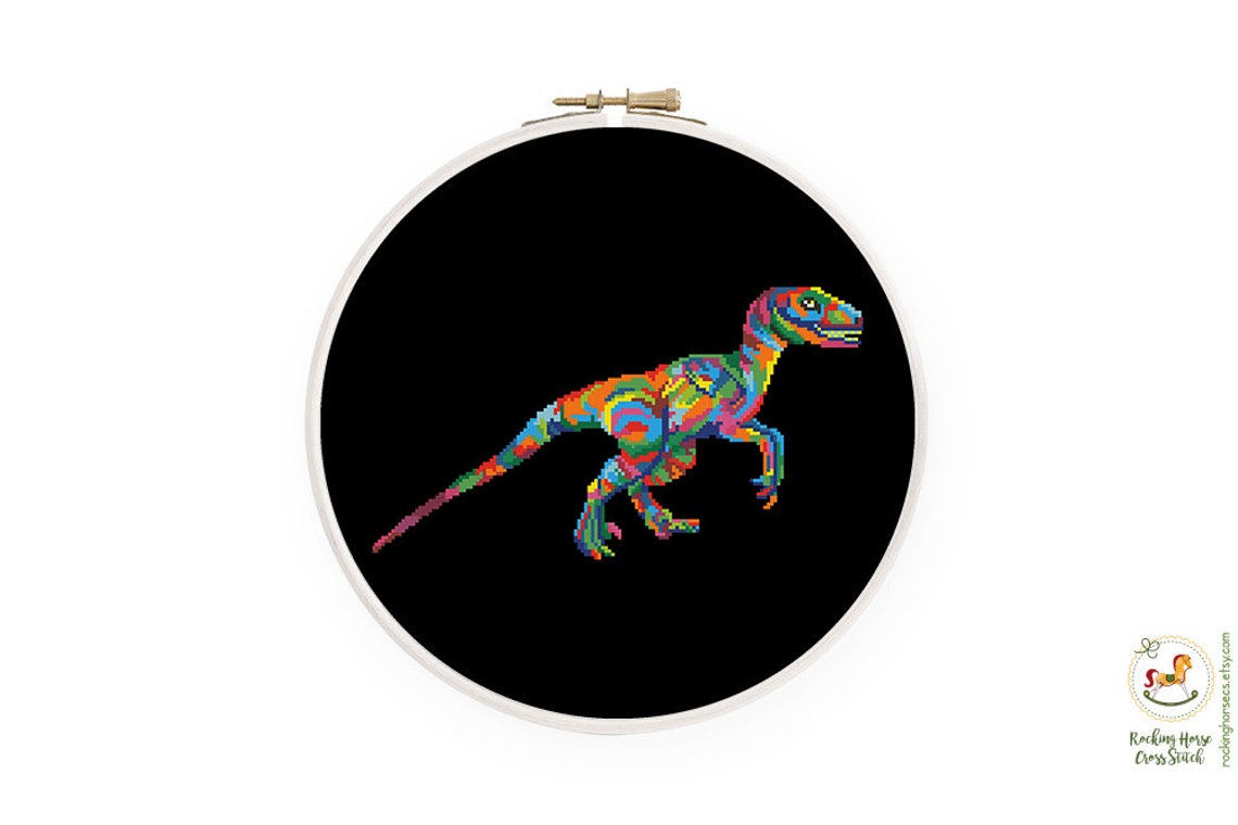 Colorful Raptor Cross Stitch Pattern Abstract Rainbow | Etsy