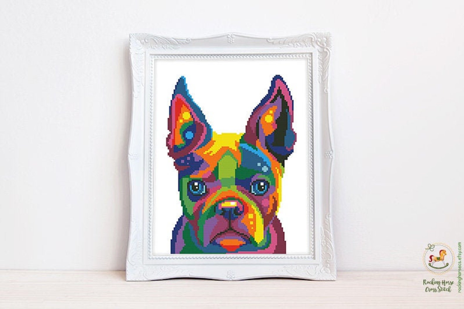 Colorful Frenchie Cross Stitch Pattern Abstract Rainbow French - Etsy