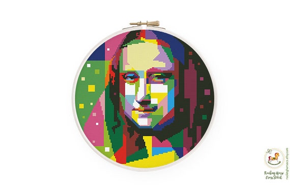 Colorful Mona Lisa Cross Stitch Pattern Abstract Leonardo Da | Etsy