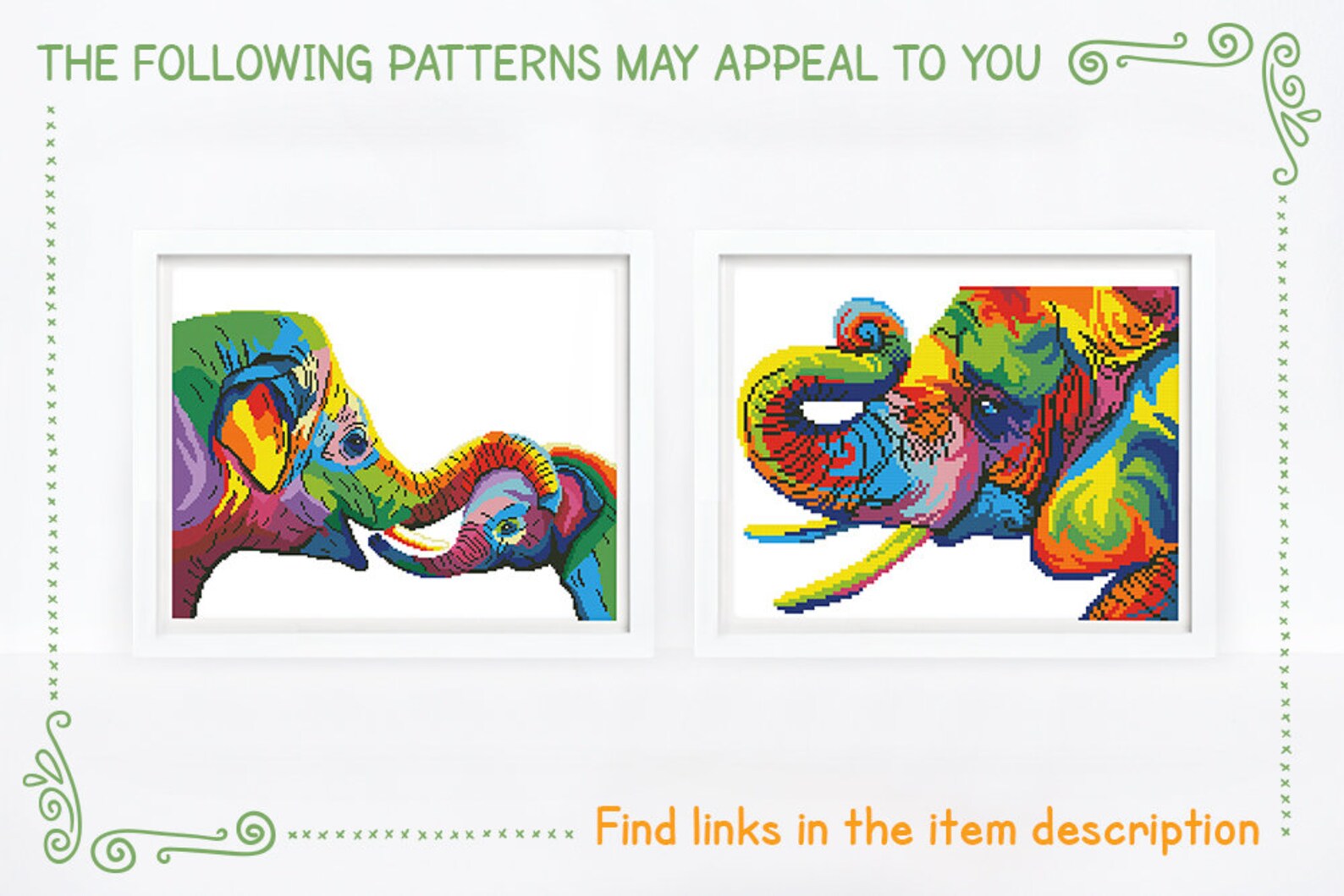 Colorful Elephant Cross Stitch Pattern Walking Abstract Rainbow ...