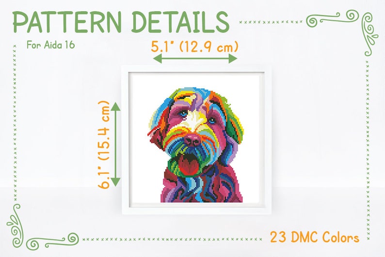 Colorful Labradoodle Cross Stitch Pattern Abstract Rainbow - Etsy