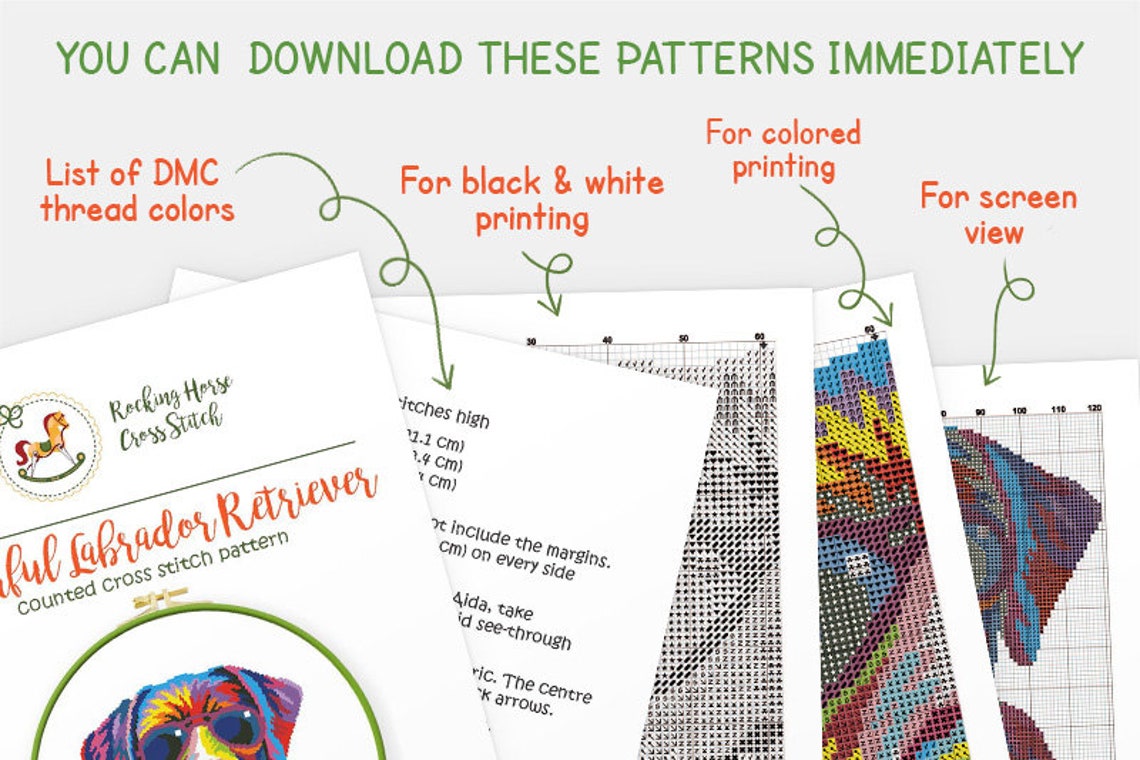 Colorful Labrador Retriever Cross Stitch Pattern Abstract - Etsy
