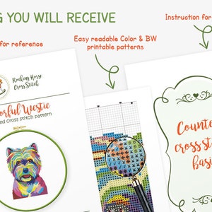 Colorful Westie Cross Stitch Pattern Abstract West Highland White ...