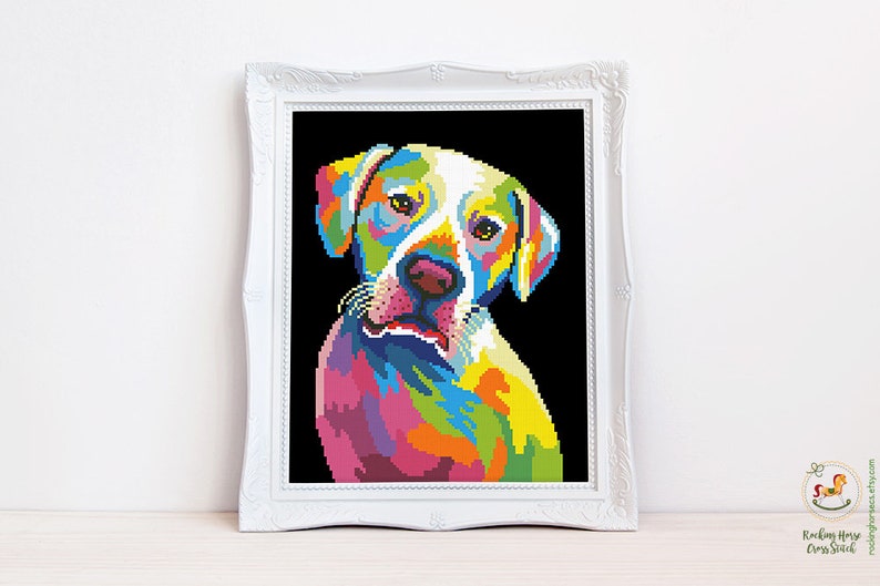 Colorful Dogo Argentino Cross Stitch Pattern Abstract Rainbow - Etsy