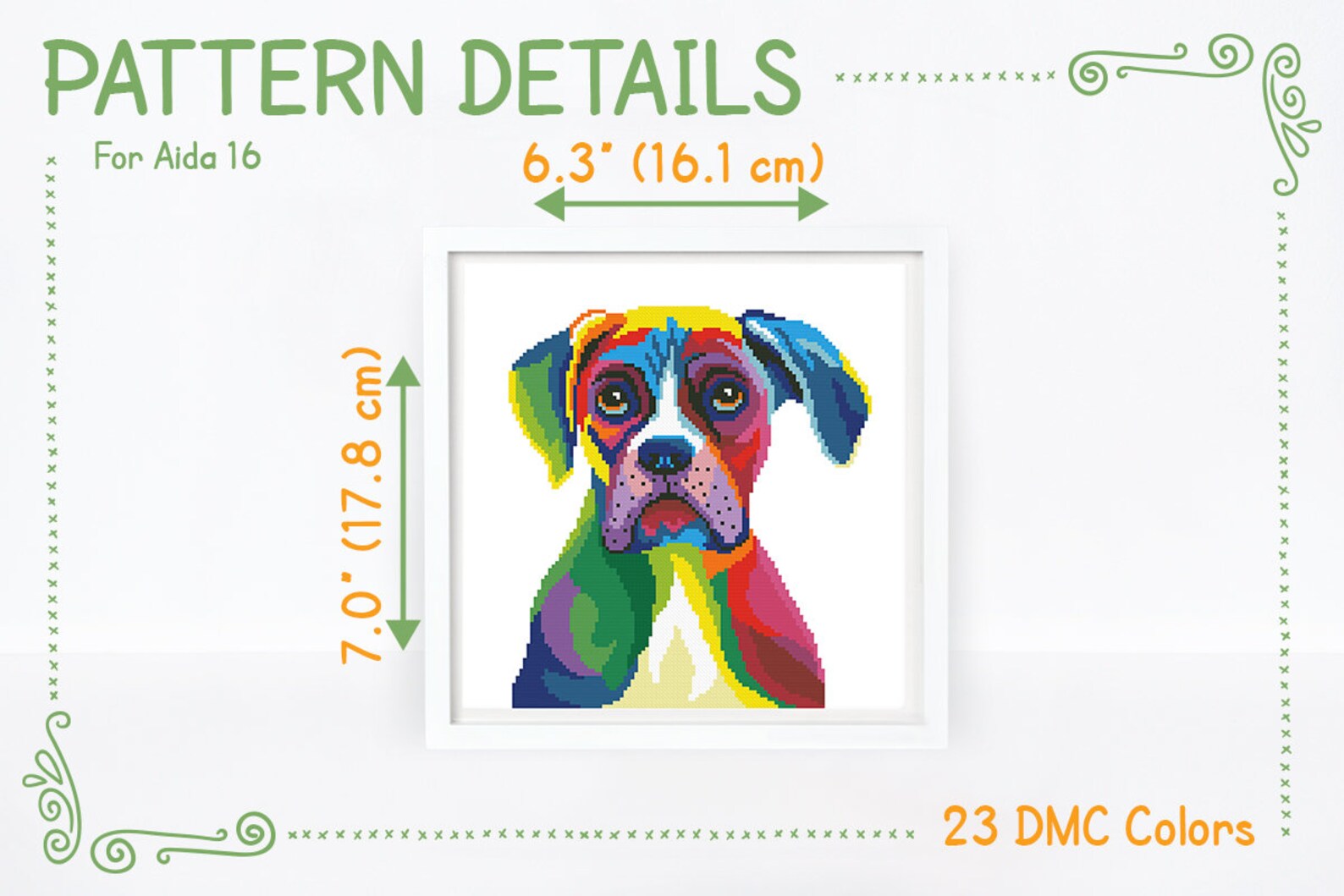 Rainbow Boxer Dog Cross Stitch Pattern Abstract Colorful - Etsy