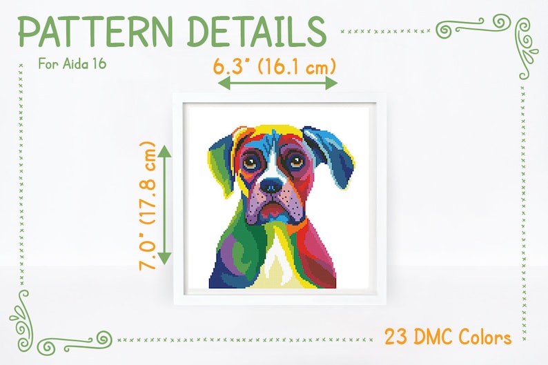 Rainbow Boxer Dog Cross Stitch Pattern Abstract Colorful - Etsy