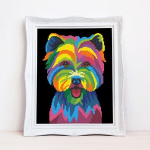 Colorful Westie Cross Stitch Pattern Abstract Rainbow West Highland ...