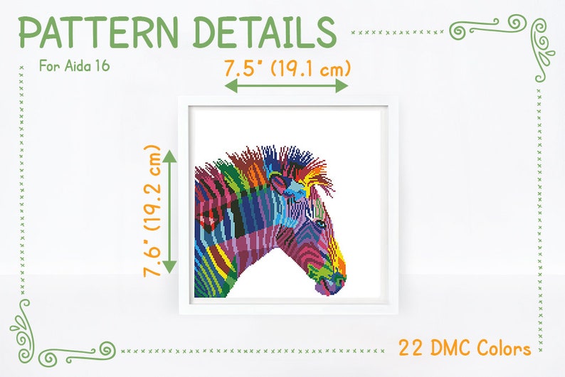 Colorful Zebra Cross Stitch Pattern Abstract Rainbow Zebra Cross Stitch ...