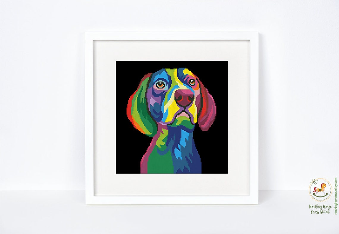 Rainbow German Shorthaired Pointer Cross Stitch Pattern | Etsy