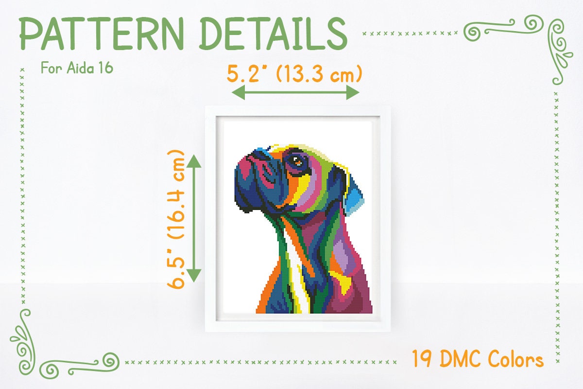 Colorful Boxer Dog Cross Stitch Pattern Abstract Rainbow - Etsy