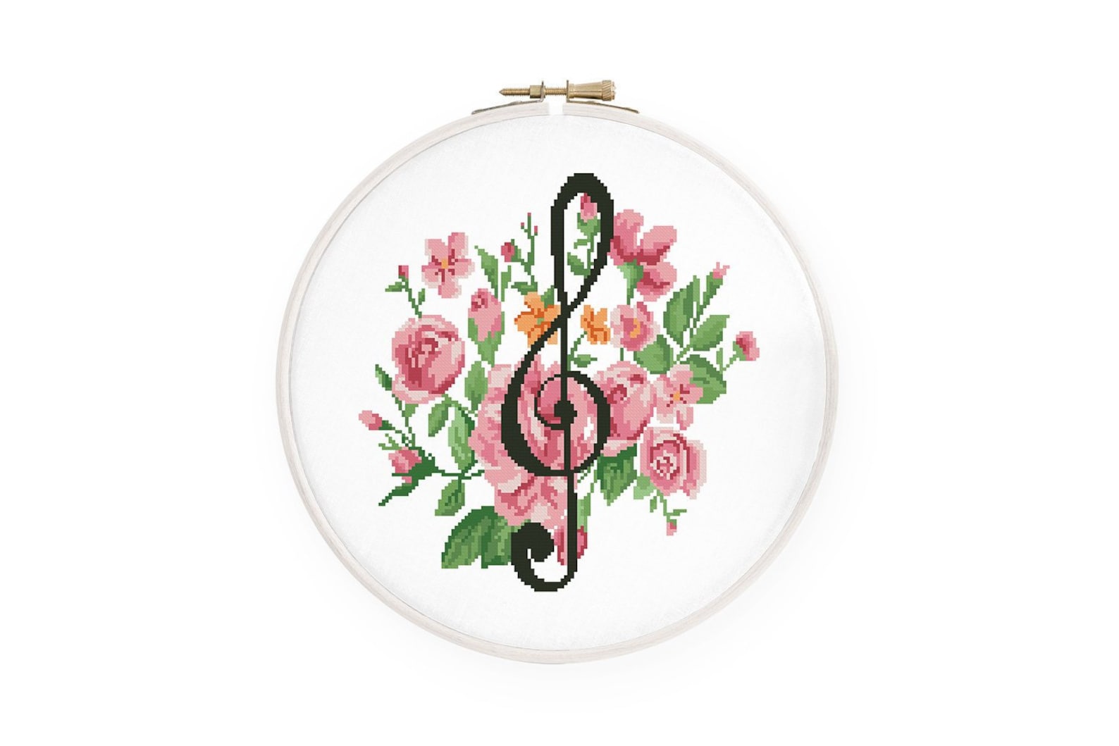 Floral Treble Clef Cross Stitch Pattern Music Cross Stitch - Etsy