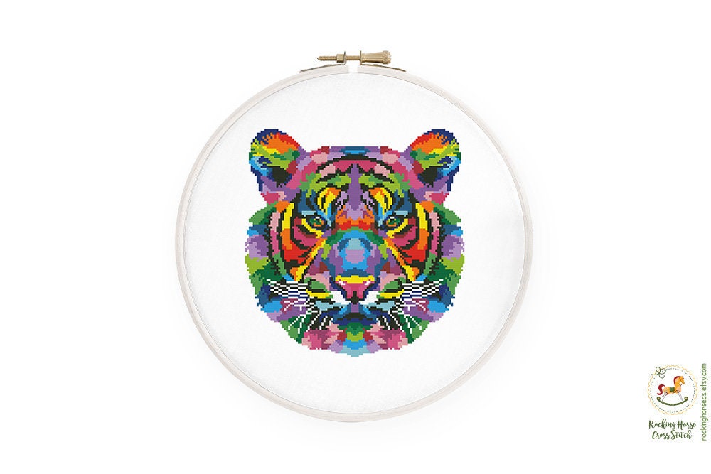 Colorful Tiger Cross Stitch Pattern Abstract Wild Animal Cross | Etsy
