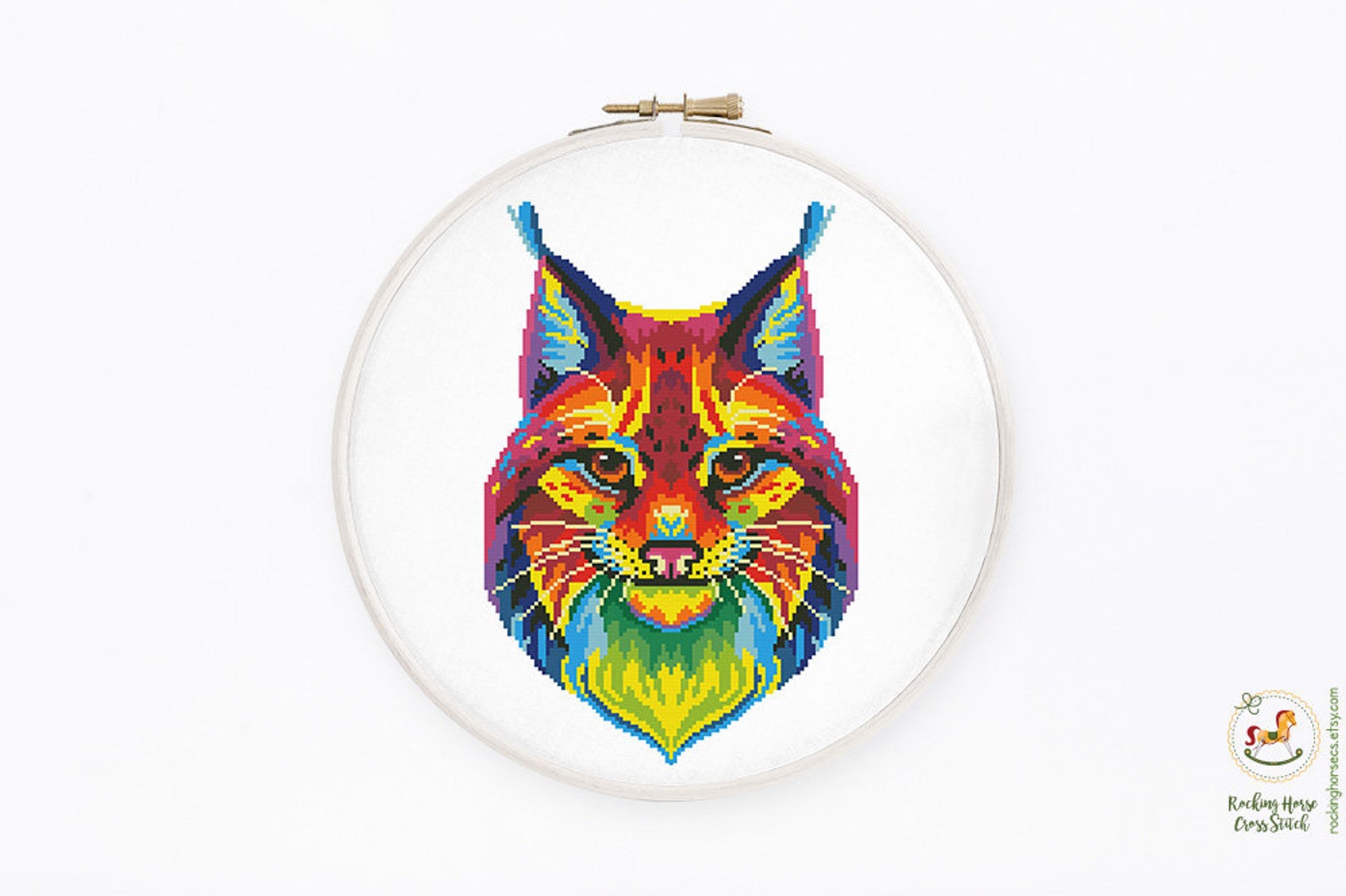 Rainbow Lynx Cross Stitch Pattern Abstract Colorful Lynx Cross Stitch ...