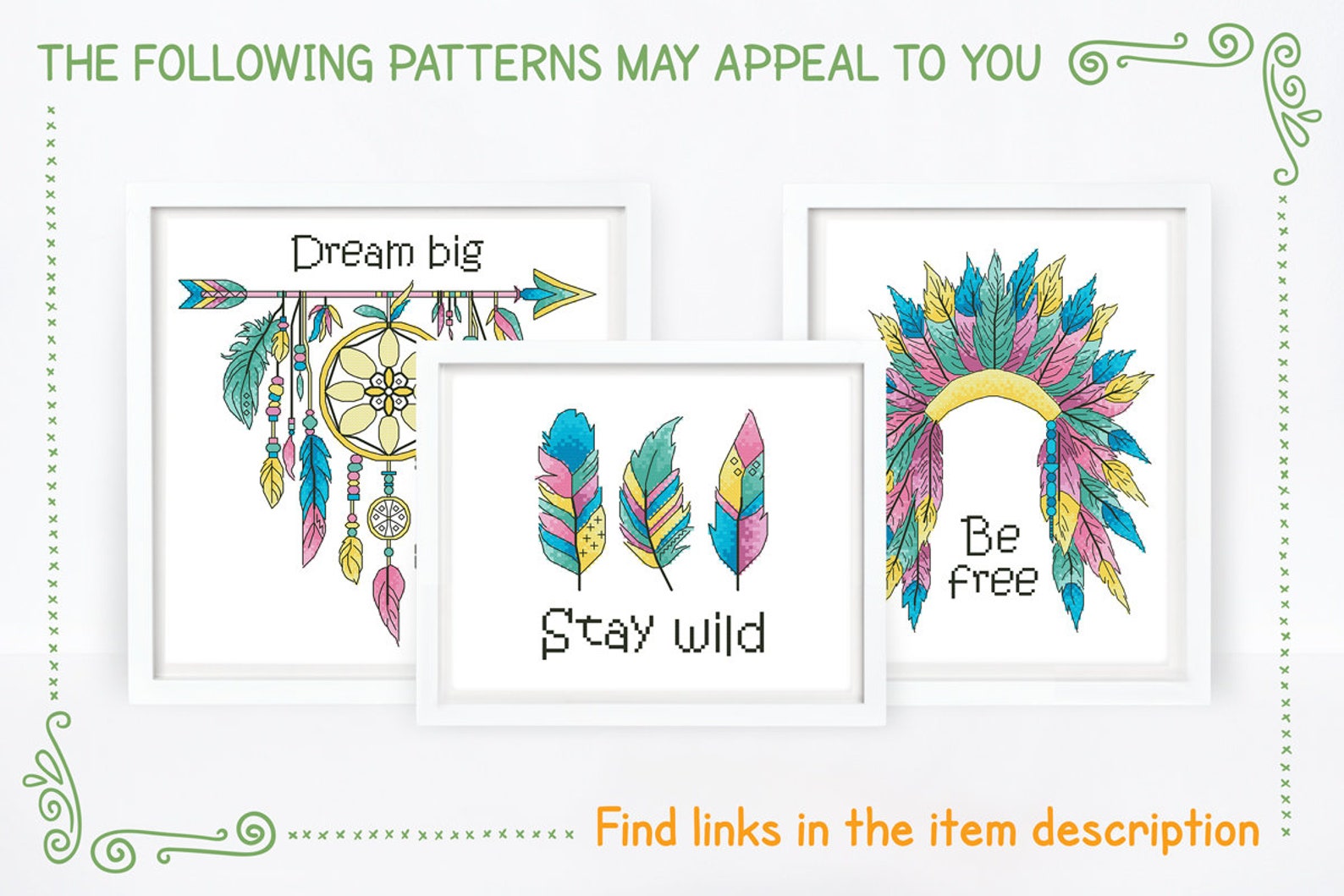 Follow Your Arrow Cross Stitch Pattern Boho Inspirational | Etsy