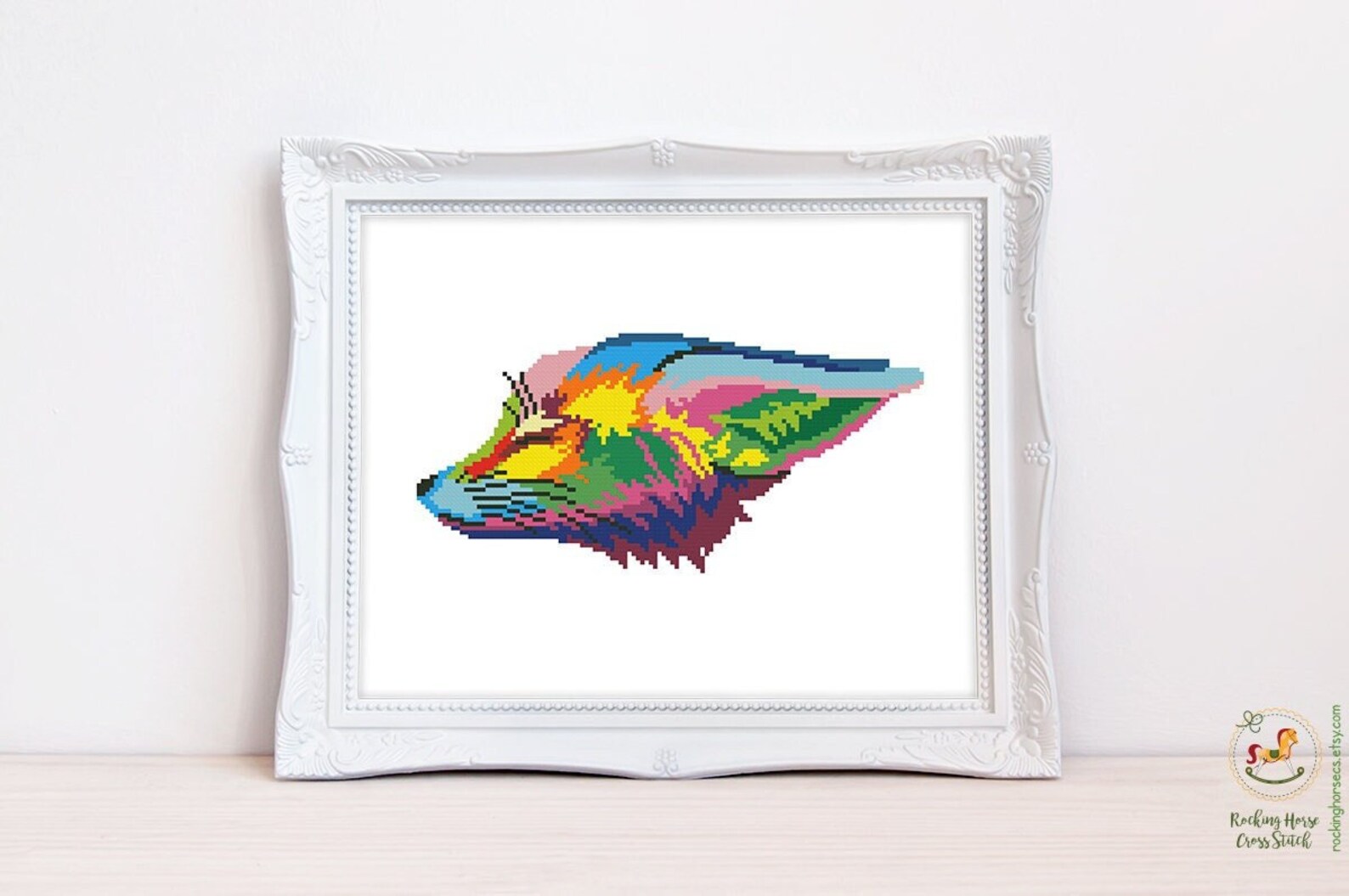 Rainbow Fennec Cross Stitch Pattern. Abstract Colorful Fox Chart ...