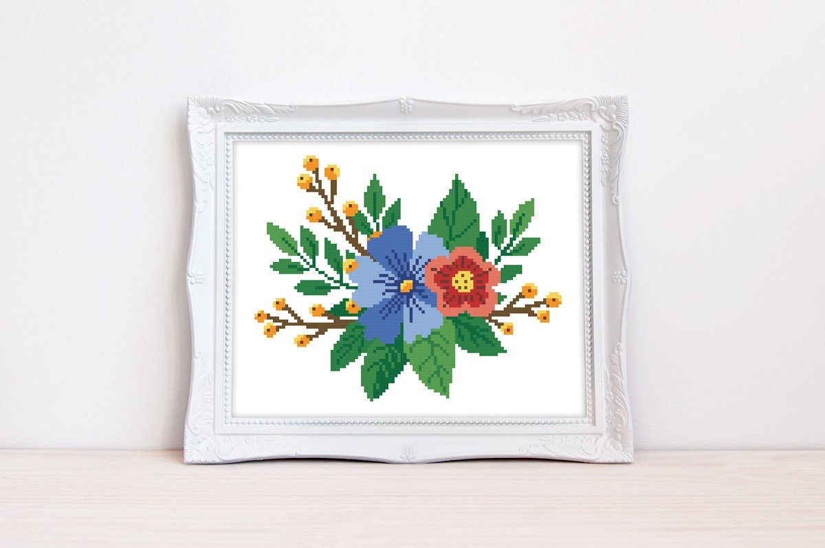 Floral Cross Stitch Pattern Flower Wreath Cross Stitch | Etsy