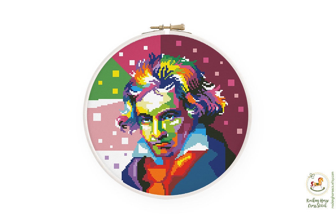 Colorful Beethoven Cross Stitch Pattern Abstract Composer Ludwig Van ...