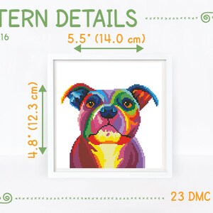Rainbow Staffy Cross Stitch Pattern Colorful Abstract Staffordshire ...