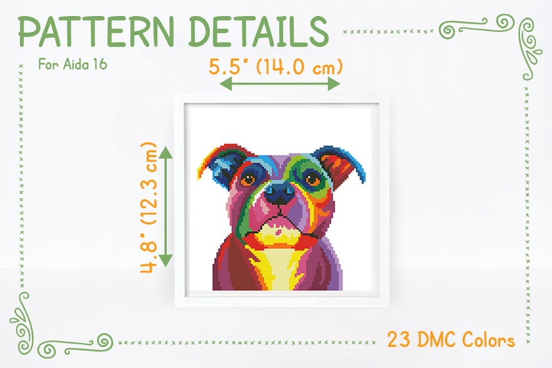Rainbow Staffy Cross Stitch Pattern Colorful Abstract Staffordshire ...