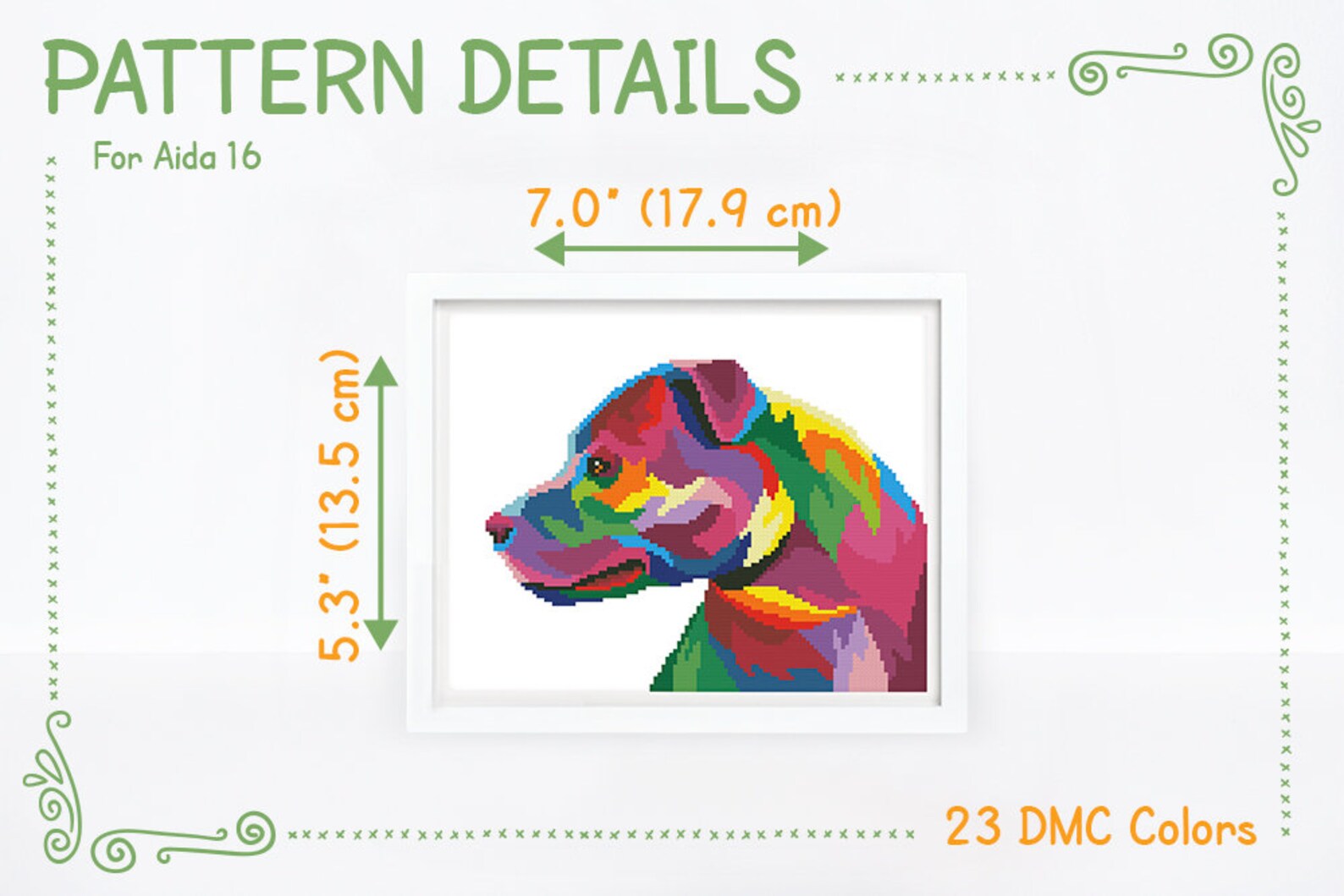 Colorful Pit Bull Cross Stitch Pattern Abstract Rainbow Dog Cross ...