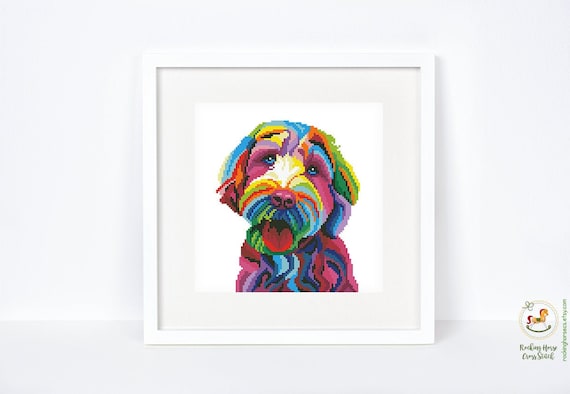 Colorful Labradoodle Cross Stitch Pattern Abstract Rainbow - Etsy