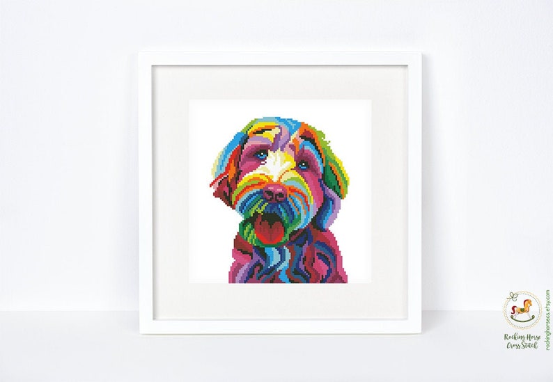 Colorful Labradoodle Cross Stitch Pattern Abstract Rainbow - Etsy