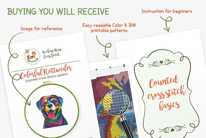 Rainbow Rottweiler Cross Stitch Pattern Abstract Colorful Rott | Etsy