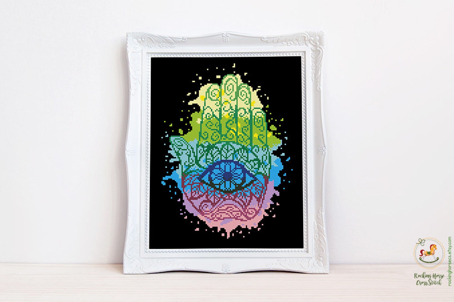 Rainbow Hamsa Hand Cross Stitch Pattern Kabbalah Cross Stitch ...