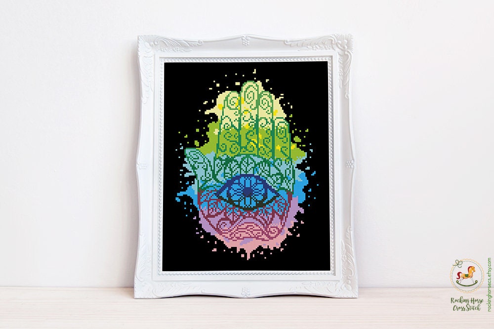 Rainbow Hamsa Hand Cross Stitch Pattern Kabbalah Cross Stitch - Etsy