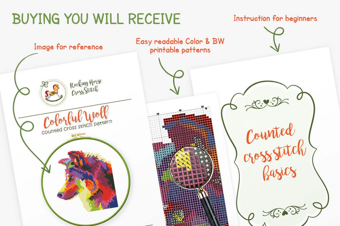 Colorful Wolf Cross Stitch Pattern Abstract Wild Animal Cross | Etsy