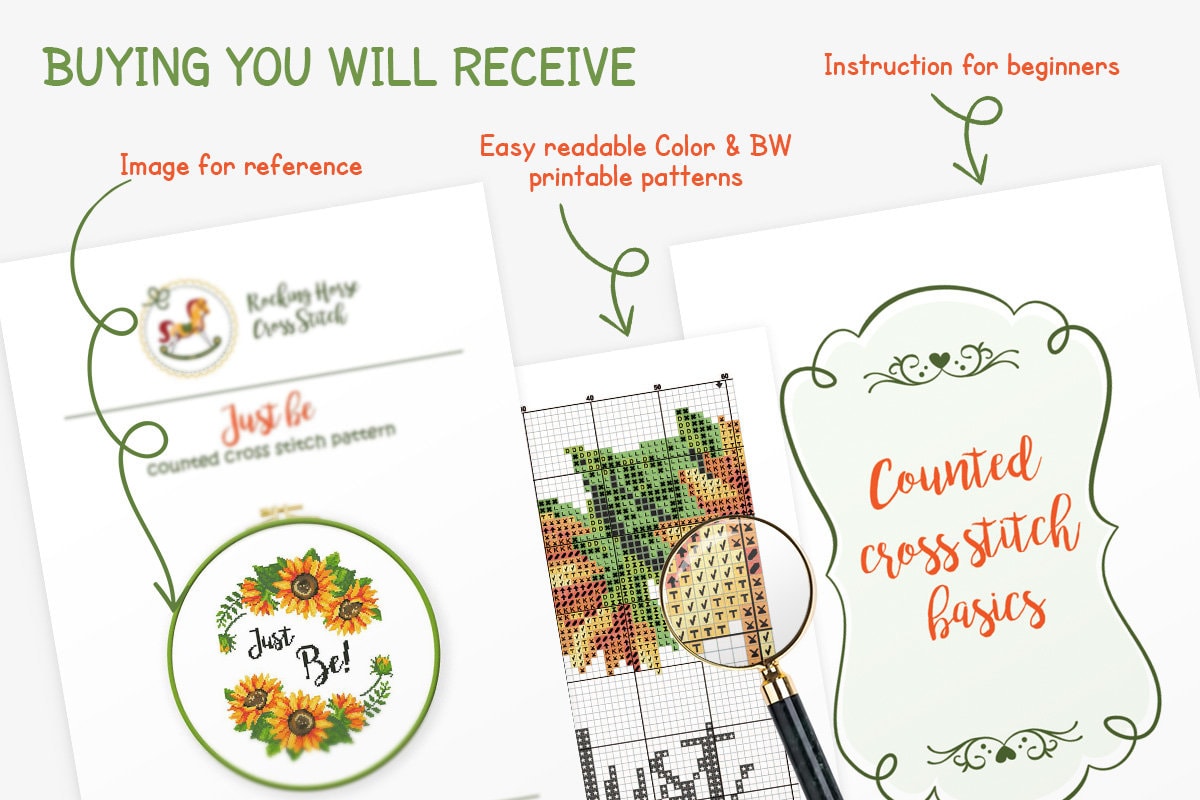 Just be cross stitch pattern Positive quote cross stitch | Etsy