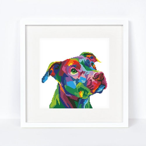 Colorful Pit Bull Terrier Cross Stitch Pattern Rainbow Pitbull - Etsy