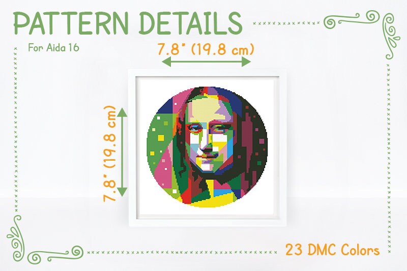 Colorful Mona Lisa Cross Stitch Pattern Abstract Leonardo Da | Etsy
