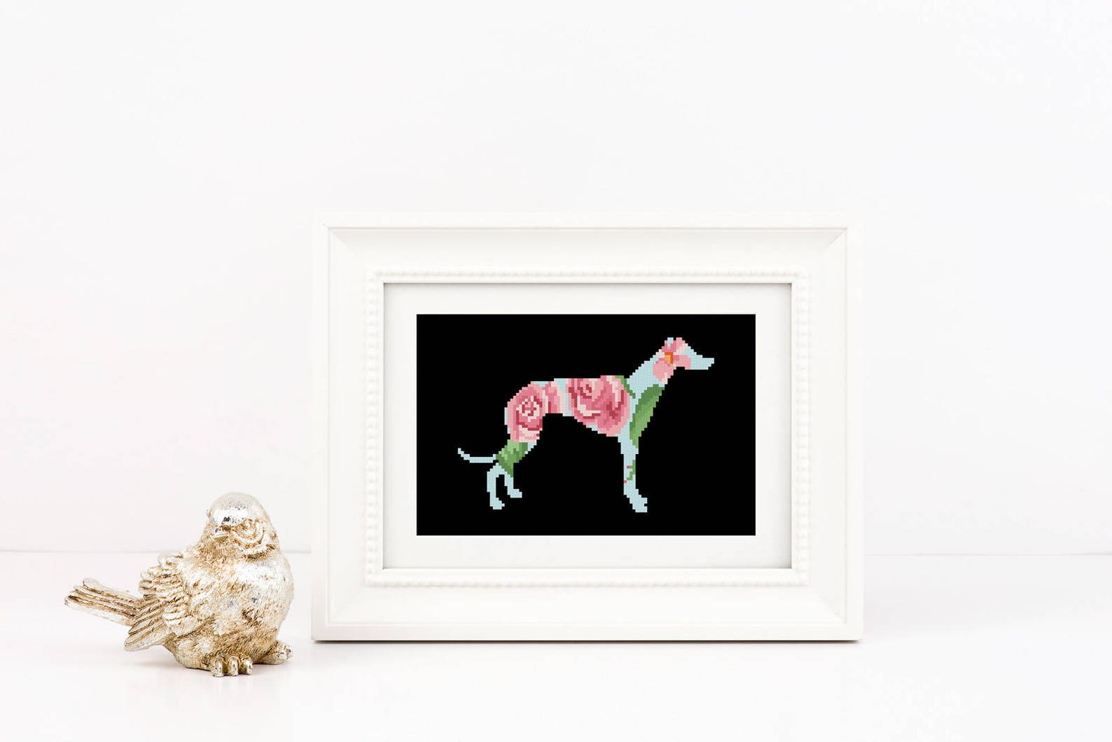 Floral Greyhound Cross Stitch Pattern Watercolor Dog - Etsy