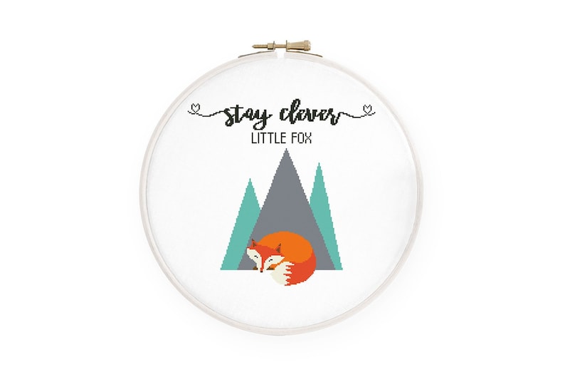 New Baby Cross Stitch Pattern Stay Clever Little Fox Cross - Etsy