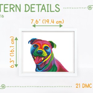 Rainbow Staffy Cross Stitch Pattern Colorful Abstract Staffordshire ...