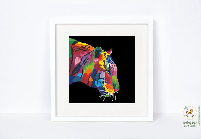 Colorful Tiger Cross Stitch Pattern Abstract Rainbow Tiger - Etsy