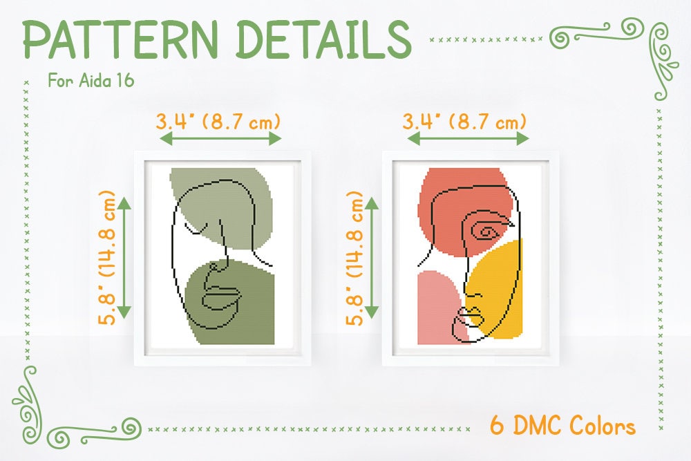 Abstract Faces Cross Stitch Pattern One Line Face Cross Stitch - Etsy