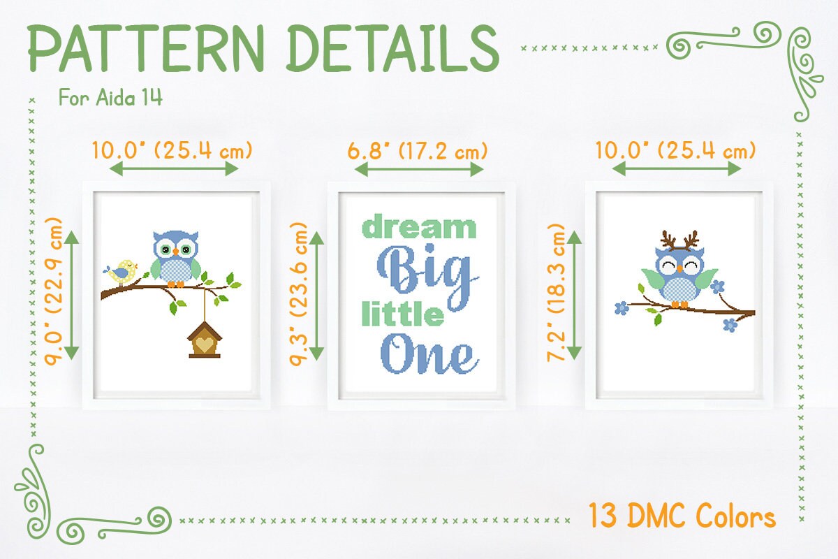Dream Big Cross Stitch Pattern Set of 3 Baby Boy Cross Stitch | Etsy