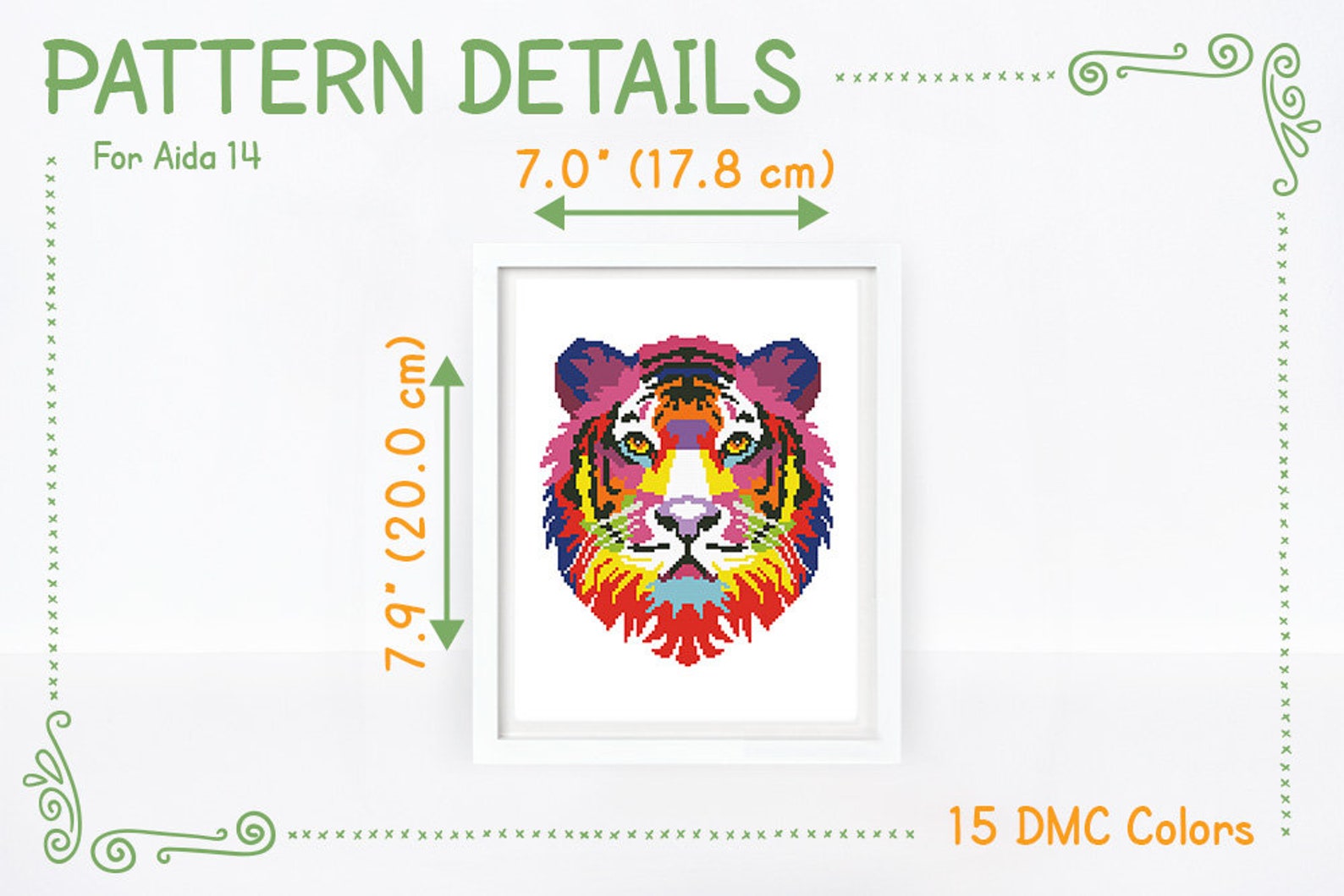 Colorful Tiger Cross Stitch Pattern Abstract Wild Rainbow - Etsy