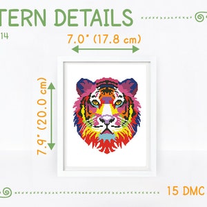 Colorful Tiger Cross Stitch Pattern Abstract Wild Rainbow Animal Cross ...
