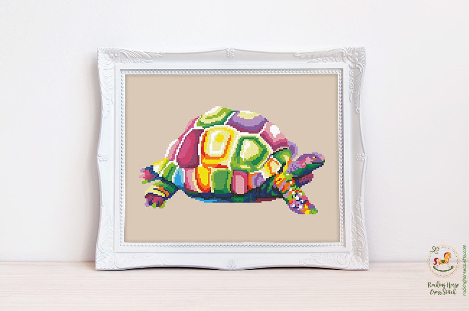 Rainbow Turtle Cross Stitch Pattern Abstract Colorful Tortoise - Etsy