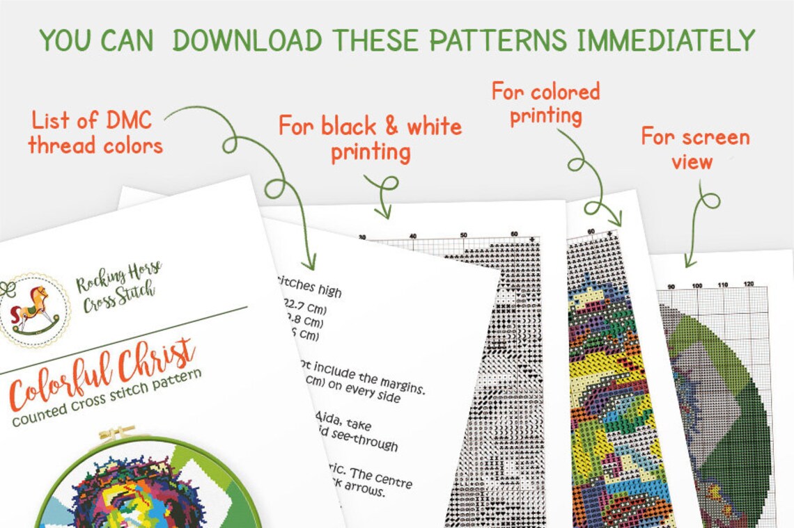 Colorful Jesus Christ Cross Stitch Pattern Abstract Jesus | Etsy