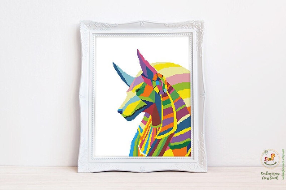 Colorful Anubis Cross Stitch Pattern Abstract Egypt Cross Stitch Modern ...