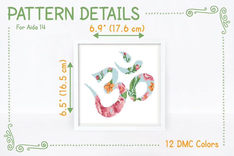 Om Cross Stitch Pattern Floral Om Sign Cross Stitch Watercolor Yoga ...