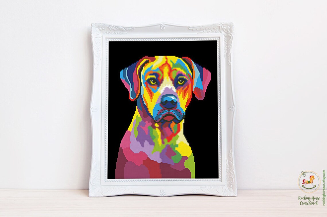 Colorful Rhodesian Ridgeback Cross Stitch Pattern Abstract | Etsy