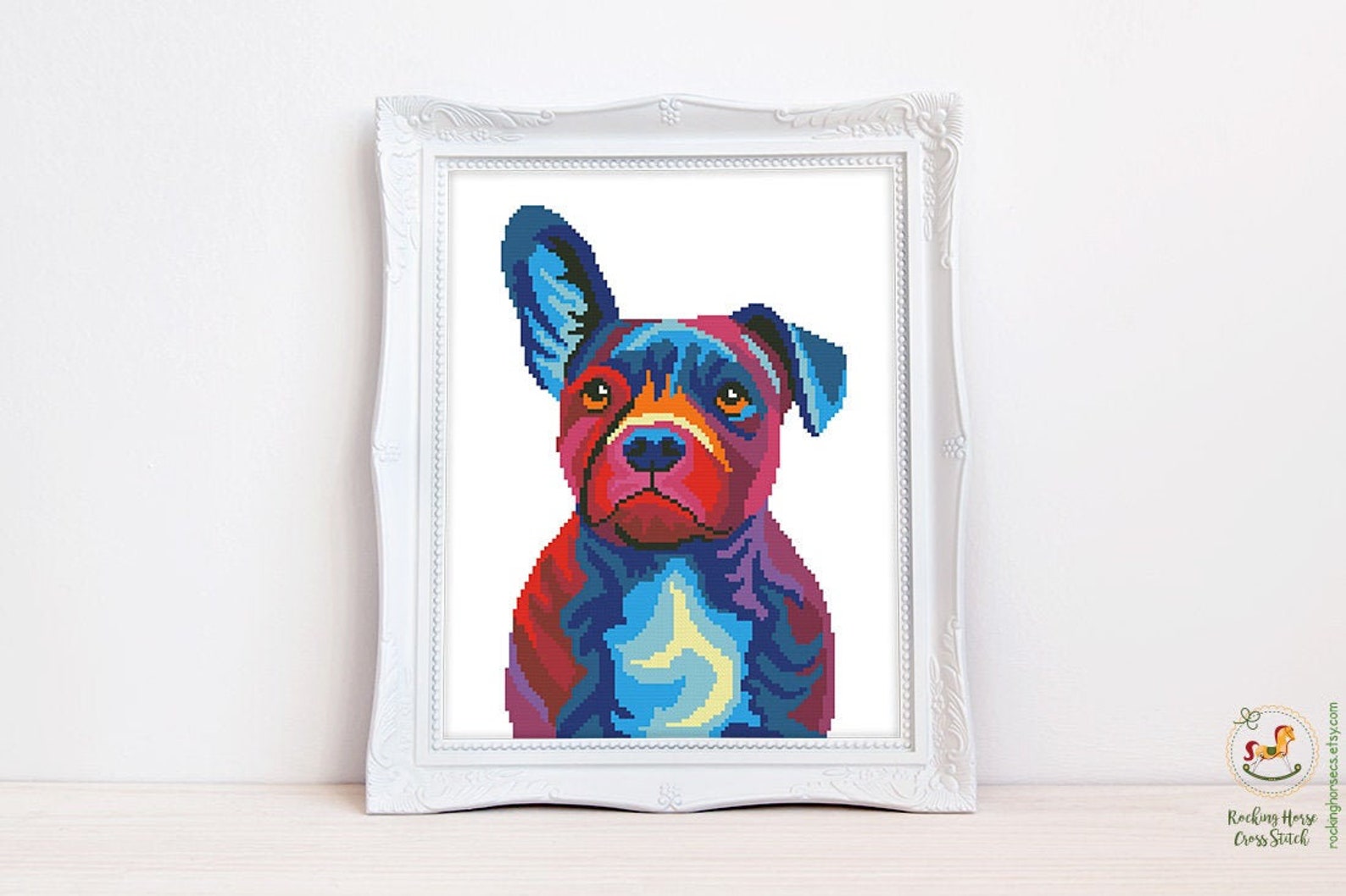 Rainbow Staffy Cross Stitch Pattern Colorful Abstract - Etsy
