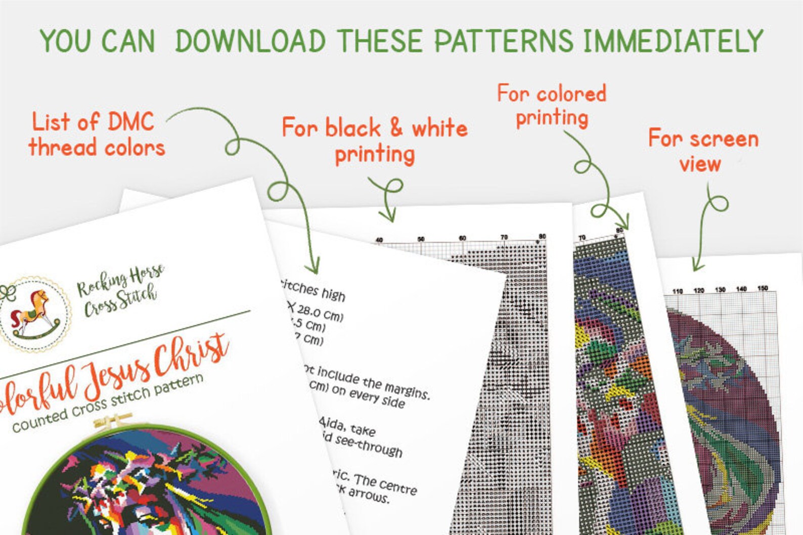 Colorful Jesus Christ Cross Stitch Pattern Abstract Christian - Etsy