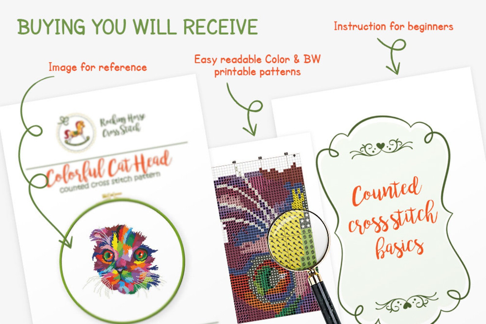 Colorful Cat Cross Stitch Pattern Abstract Cat Head Cross - Etsy