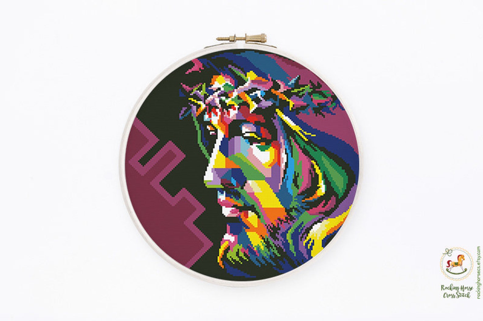 Colorful Jesus Christ Cross Stitch Pattern Abstract Christian - Etsy